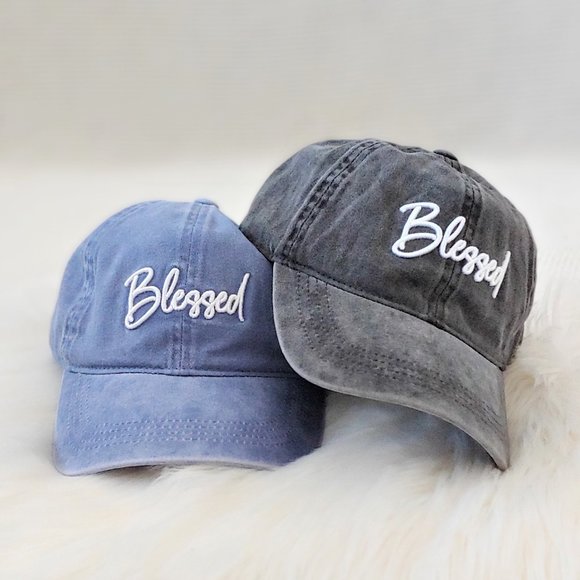 Blush & Belle | Accessories | Black Blessed Vintage Wash Denim ...
